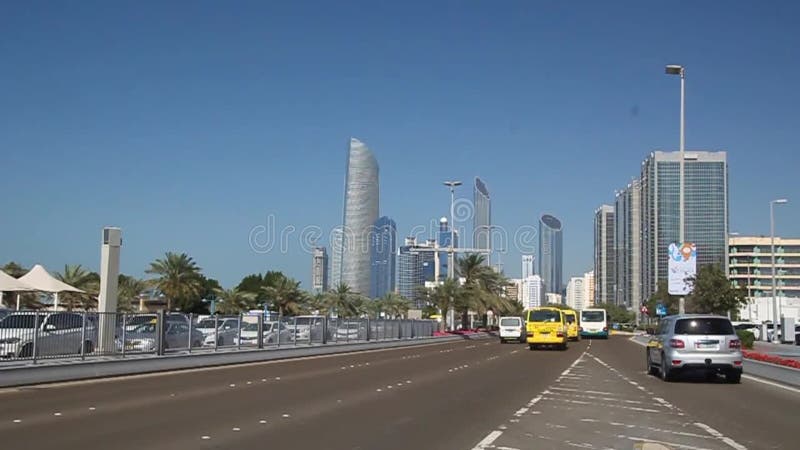 View of Corniche Road in Abu Dhabi Stock Video - Video of city, view ...