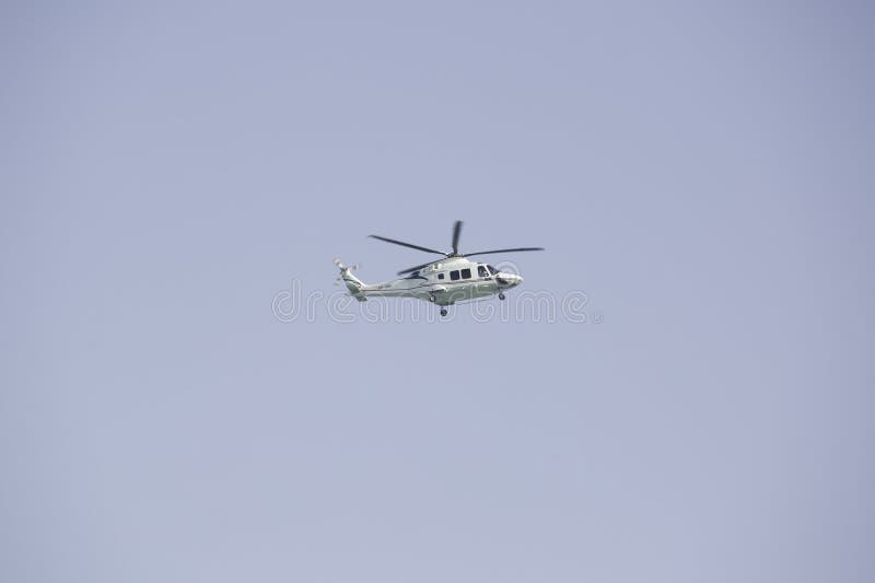 Abu Dhabi. UAE - March 18, 2024: White Passenger Helicopter in the Sky Editorial Stock Photo ...
