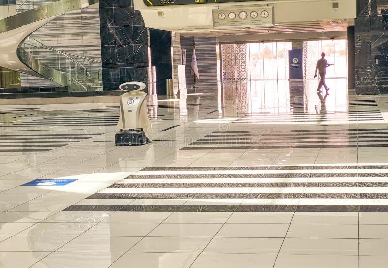 Abu Dhabi, UAE - 08.04.2022 - Robot Assistant in the Hall Way at ADNEC ...