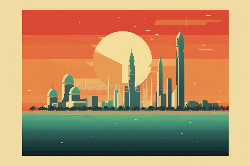 Abu Dhabi Urban Landscape. Pattern with Houses Stock Illustration ...