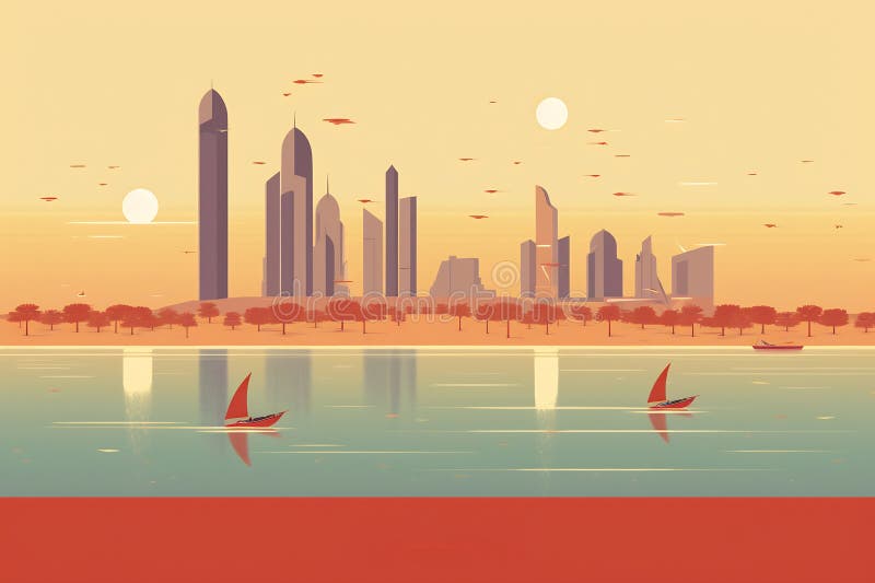 Abu Dhabi Urban Landscape. Pattern with Houses Stock Photo - Image of ...