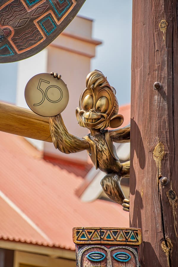 Abu Gold Statue 50th Anniversary Disney Editorial Stock Photo - Image ...