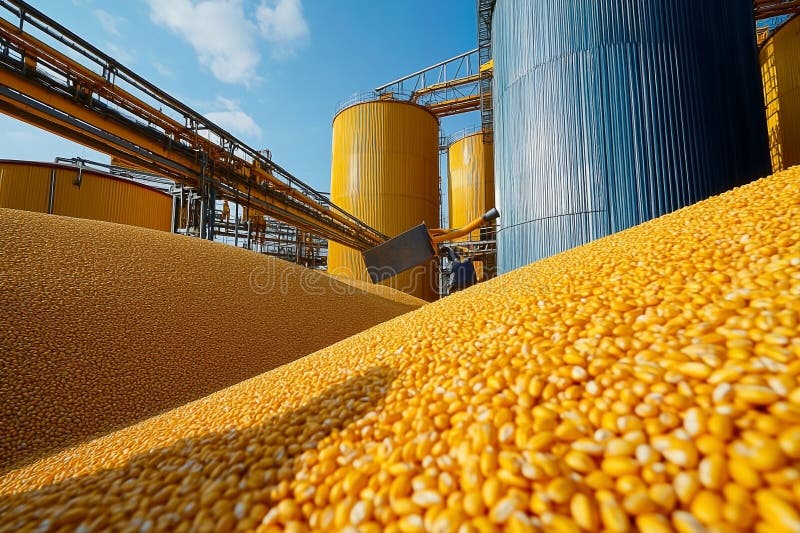Abundance of Corn Kernels at Industrial Processing Plant with Storage ...