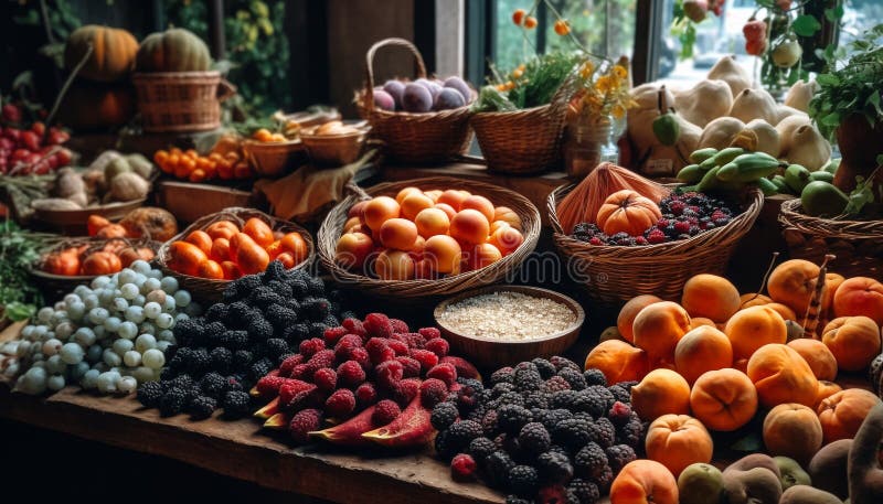 Abundance of Fresh, Ripe, Organic Fruit Collection Generated by AI ...