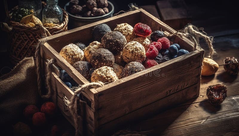 Abundance of Homemade Sweets in Rustic Wicker Basket Generated by AI ...