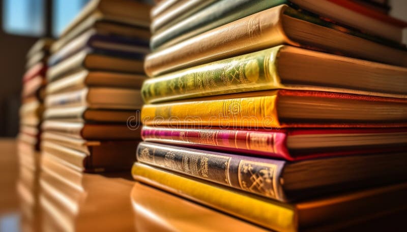 Abundance of Knowledge on Old Bookshelf Generated by AI Stock Image ...