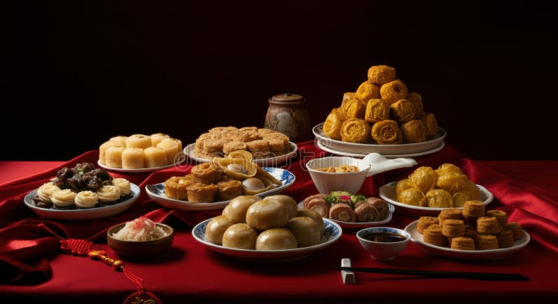 Abundance and Prosperity a Lunar New Year Spread Stock Illustration ...