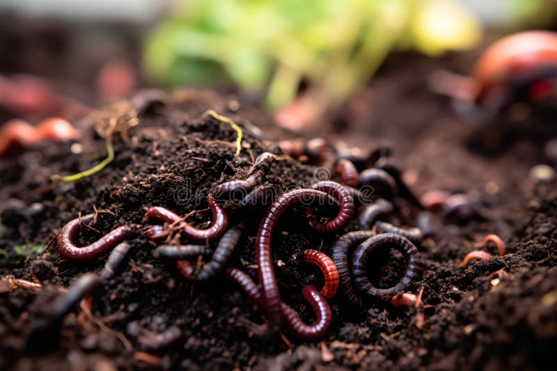 Abundance of Small, Red Worms are Seen Scattered Across the Soil, AI ...