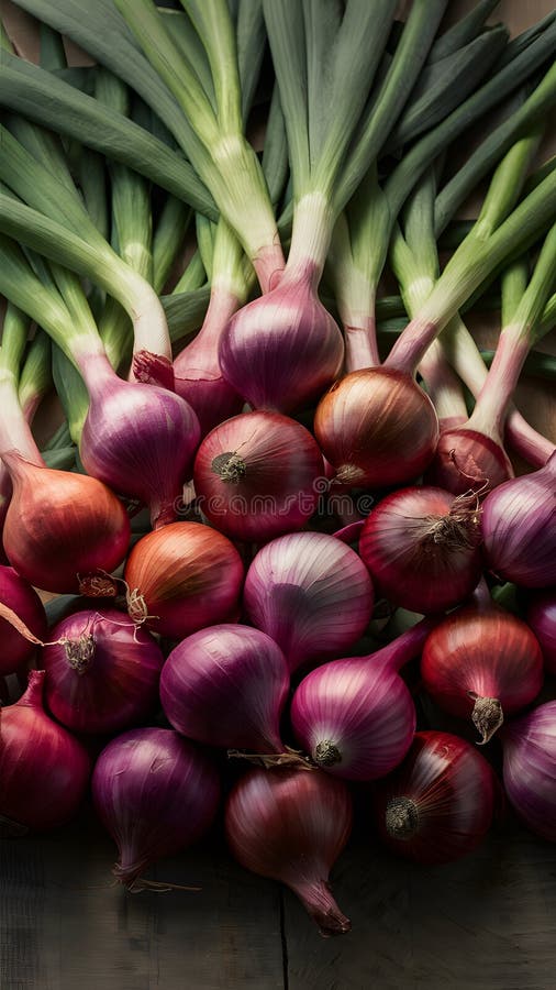 Abundant Cluster of Vibrant Red Onions Arranged in Appealing Display ...