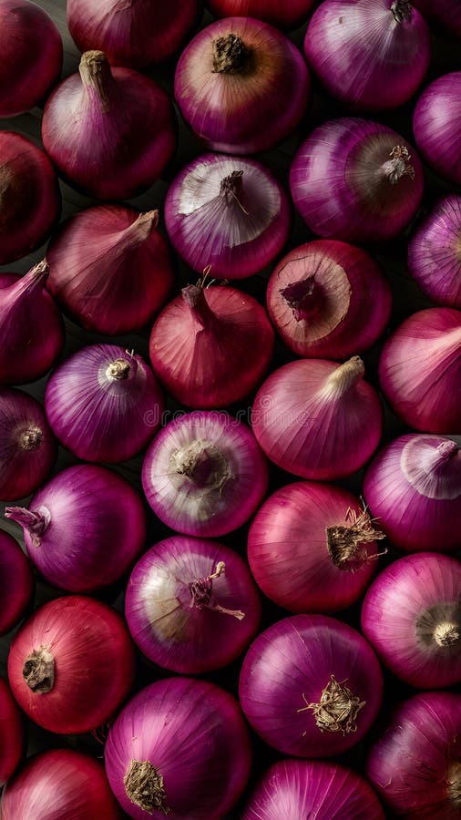 Abundant Cluster of Vibrant Red Onions Arranged in Appealing Display ...