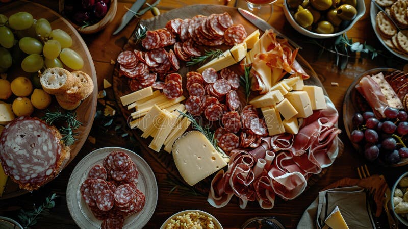 Abundant Food Table for Feasts Stock Photo - Image of meat, pantry ...
