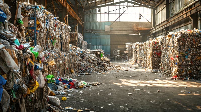 Abundant Trash in Warehouse at Garbage Processing Plant Stock ...