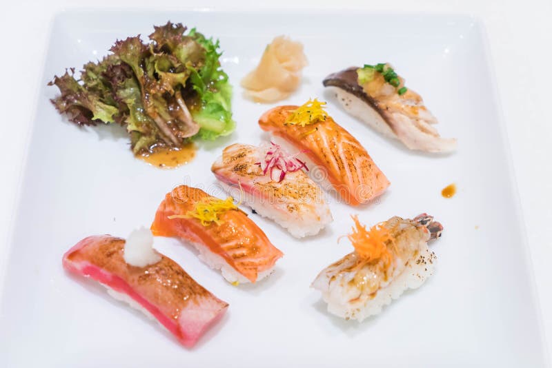 Aburi nigiri set stock image. Image of cooking, engawa - 90352425