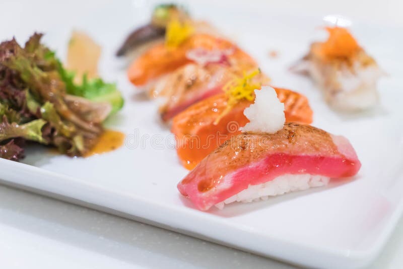 Aburi nigiri set stock photo. Image of japanese, engawa - 90352448