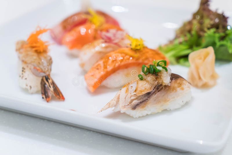 Aburi nigiri set stock image. Image of dinner, fish, engawa - 90352455