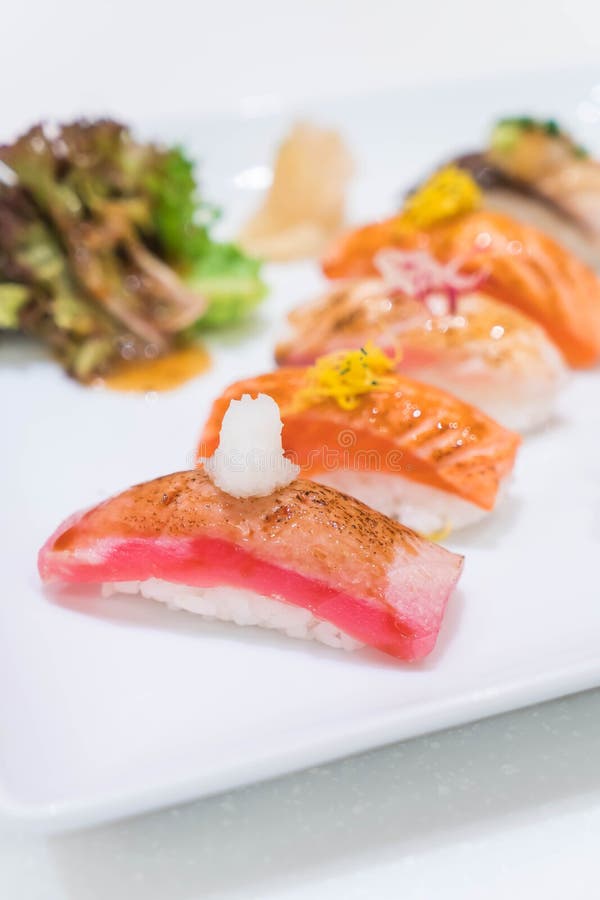 Aburi nigiri set stock image. Image of cooking, engawa - 90352425