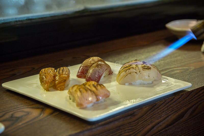 Aburi Sushi (Torched Sushi) Stock Image - Image of chopstick, japanese ...