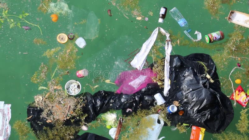 Abuse of Environment. Garbage Floats in the Sea Stock Footage - Video ...