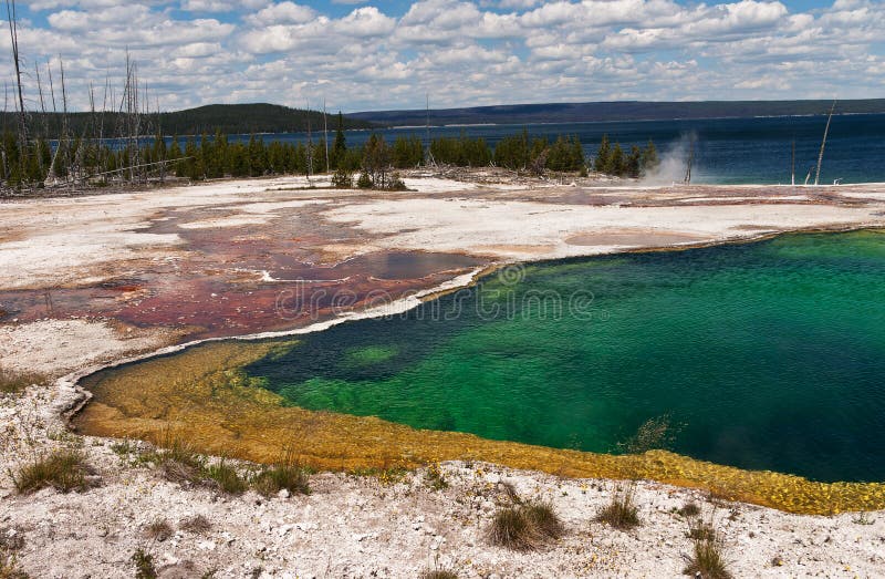 Abyss Pool and Yellowstone Lake Stock Photo - Image of lake, west: 22225520