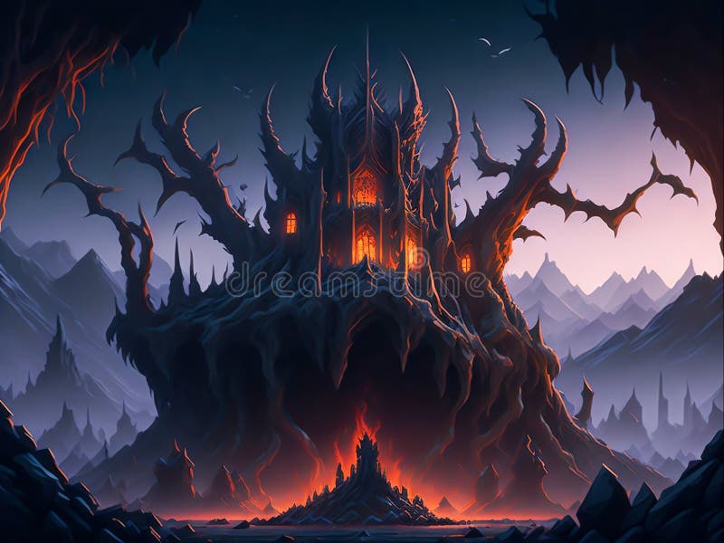 Abyssal Demon Hell Landscape Background, Generative Ai Stock ...