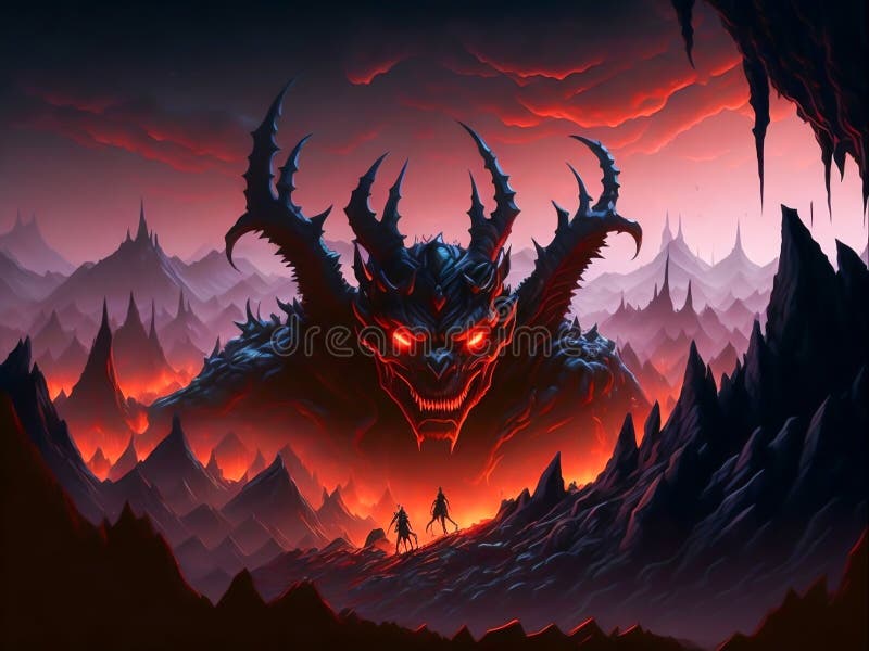 Abyssal Demon Hell Landscape Background, Generative Ai Stock ...