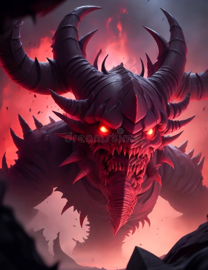 Abyssal Demon Hell Landscape Background, Generative Ai Stock ...