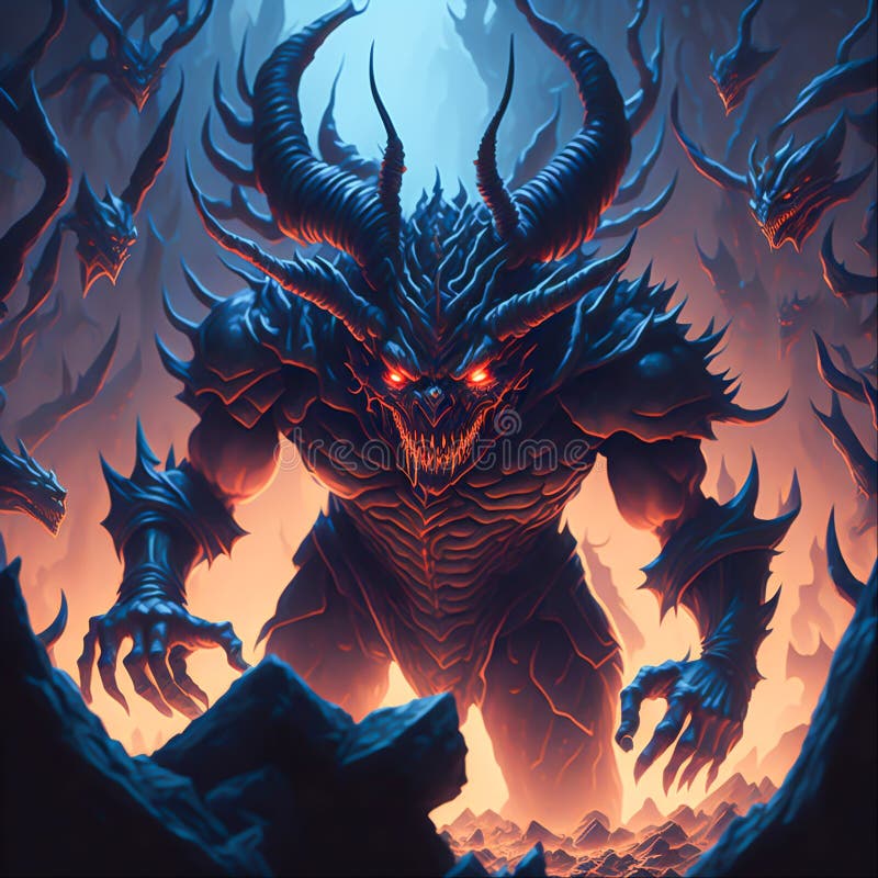 Abyssal Demon Hell Landscape Background, Generative Ai Stock ...