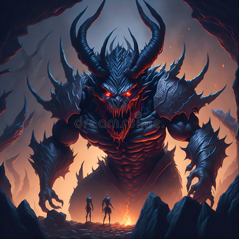 Abyssal Demon Hell Landscape Background, Generative Ai Stock ...