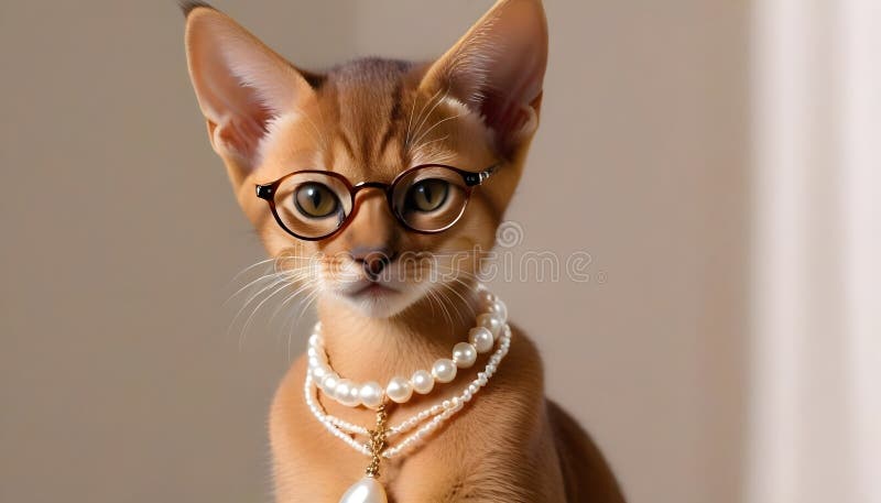 Abyssinian Cat Portrait in Realistic and Humorous Style with ...
