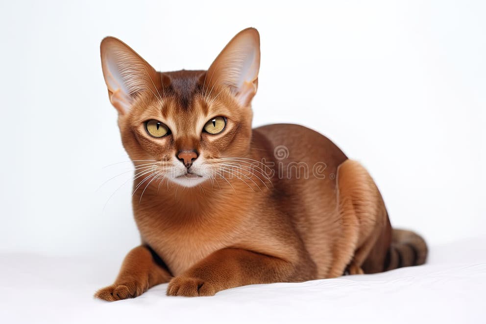 Abyssinian Cat on White Background. Generative AI Stock Illustration ...