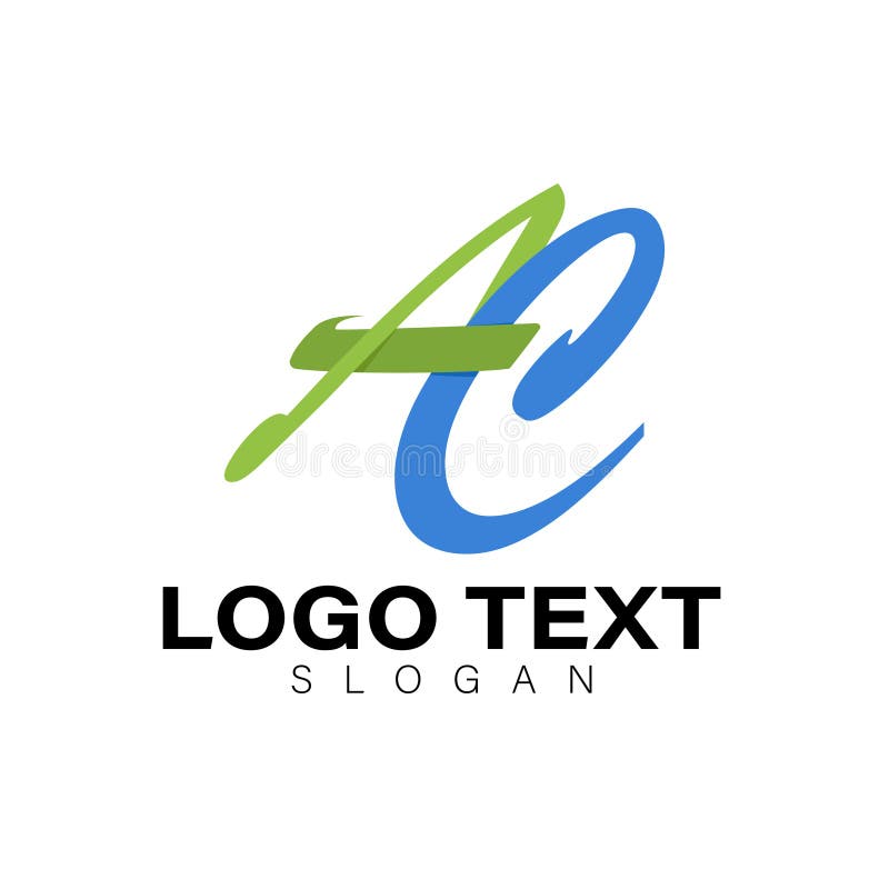 Ac Logo Design, with Brush Icon, Monogram Logo. Green and Blue Colors ...