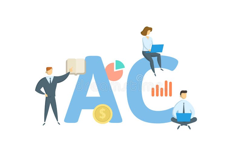 AC, Alternating Current. Concept with Keywords, People and Icons. Flat ...