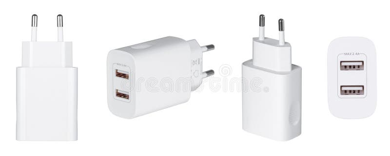 AC Charger with USB and Type-C Connector on Isolated and White ...