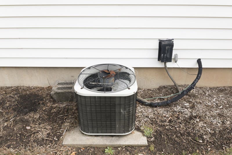 Very Old Air Conditioning Unit Outside of Home Stock Photo - Image of ...