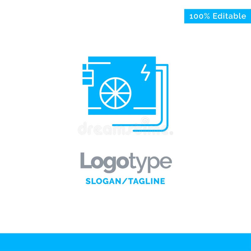 Ac, Computer, Part, Power, Supply Blue Solid Logo Template. Place for ...