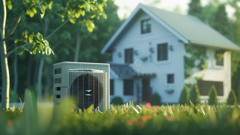 AC Concept Image with an Air Conditioning Unit Next To a House Model ...