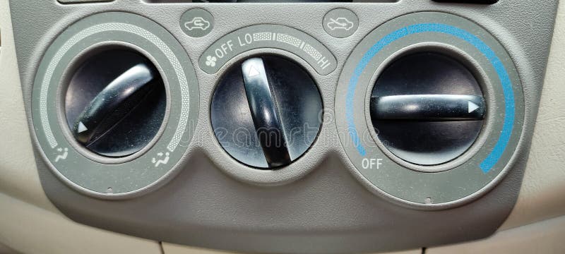 Ac Control Panel on the Dashboard of an Old Model Car, Black in Close ...