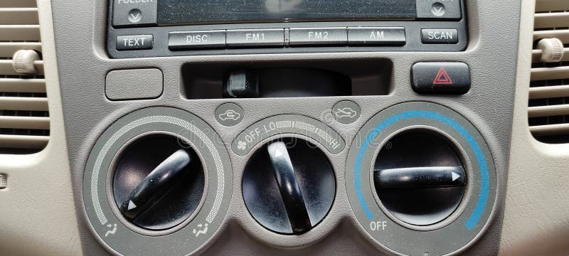 Ac Control Panel on the Dashboard of an Old Model Car, Black in Close ...