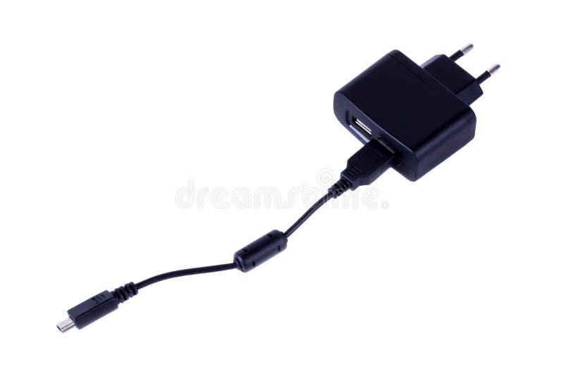 AC-DC USB Adapter with MicroUSB Cable Stock Image - Image of component ...