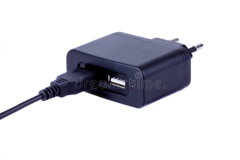 AC-DC USB Adapter with MicroUSB Cable Stock Photo - Image of black ...
