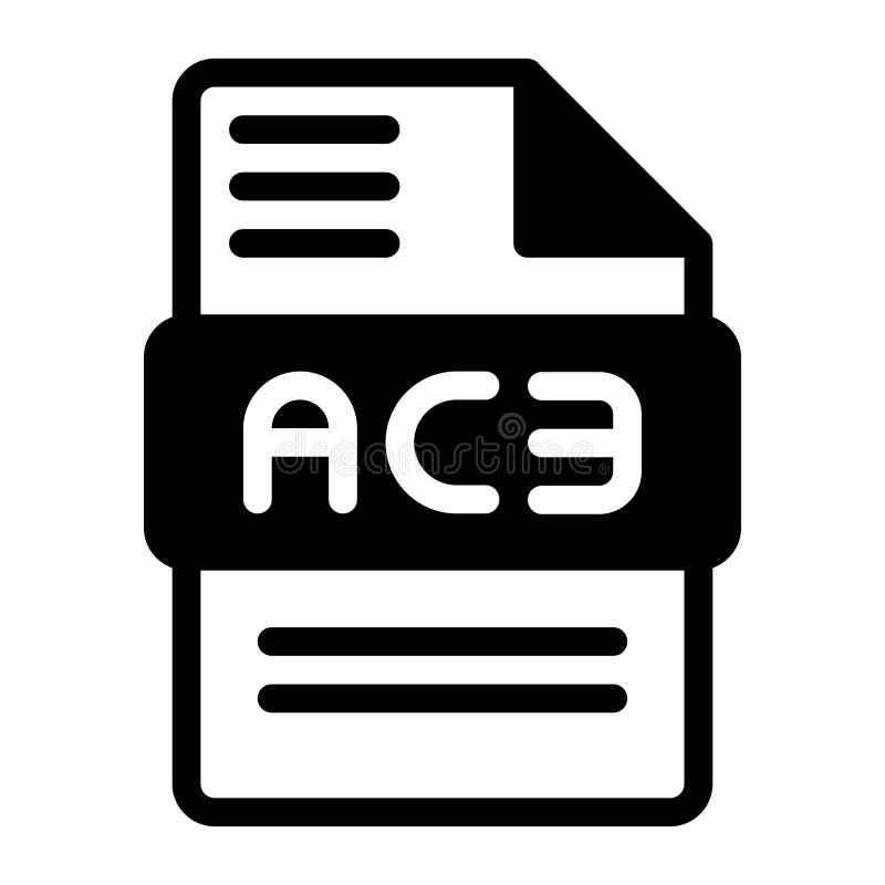 Ac3 File Icon. Audio Format Symbol Solid Icons, Vector Illustration ...