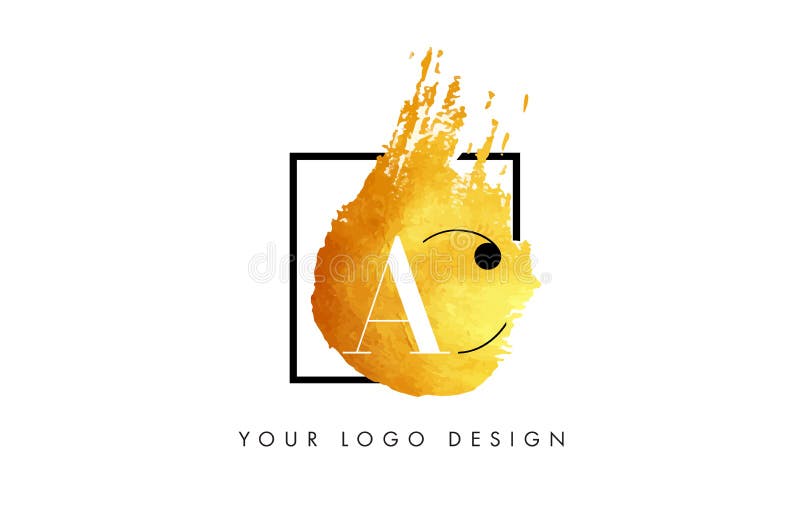 AC Gouden Brief Logo Painted Brush Texture Strokes Vector Illustratie ...