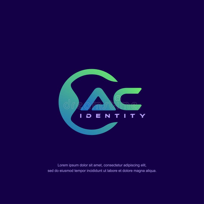 AC Initial Letter Circular Line Logo Template Vector with Gradient ...