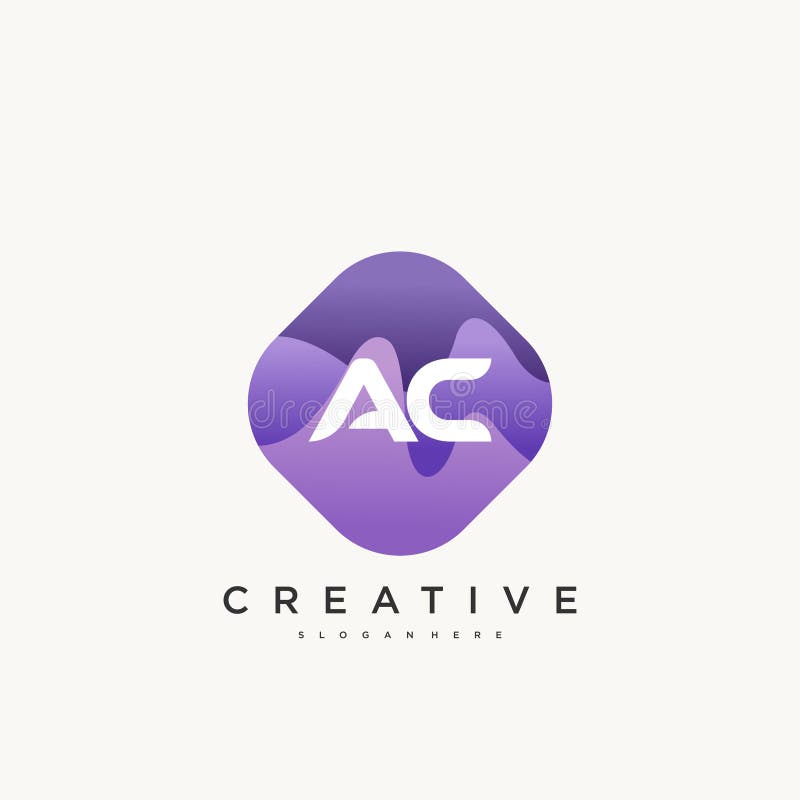 AC Initial Letter Logo Icon Design Template Elements with Wave Colorful ...