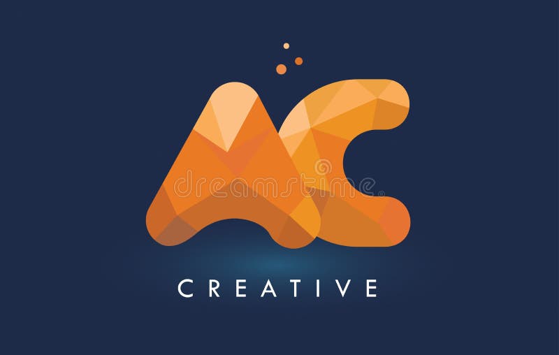 AC Letter with Origami Triangles Logo. Creative Yellow Orange or Stock ...