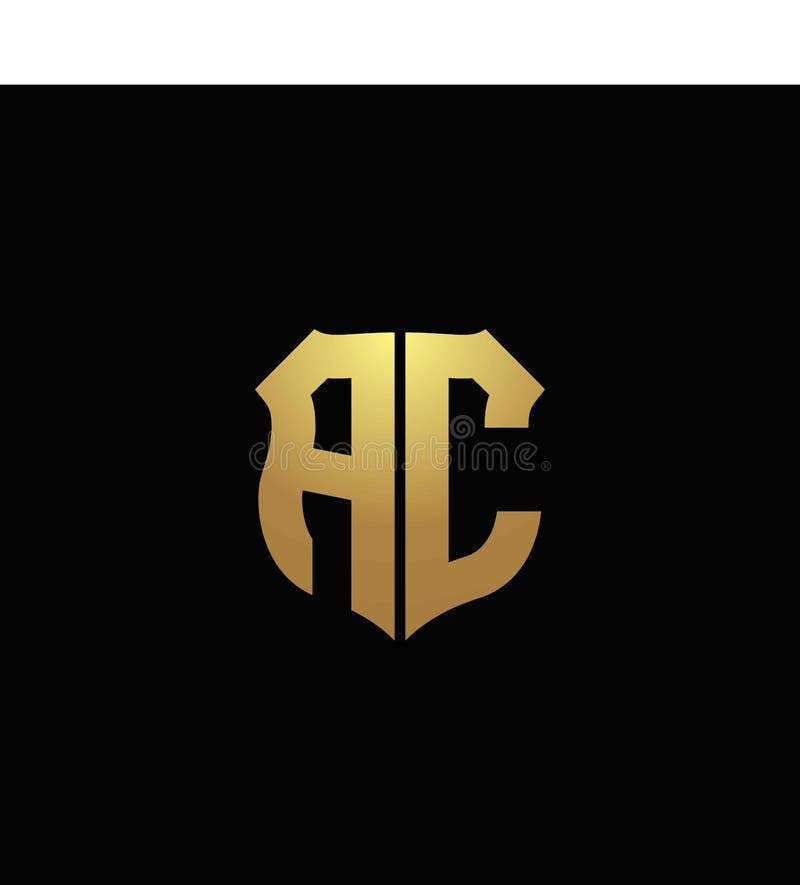 AC Logo Monogram with Gold Colors and Shield Shape Design Template ...