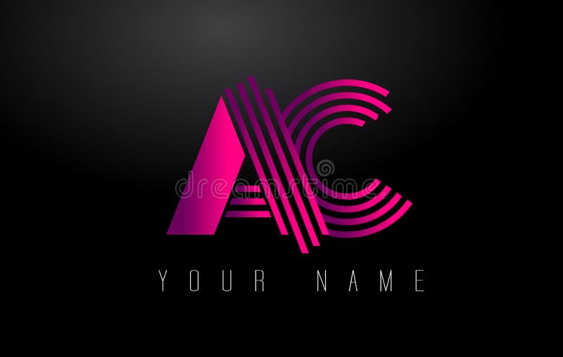 AC Magenta Lines Letter Logo. Creative Line Letters Vector Template ...