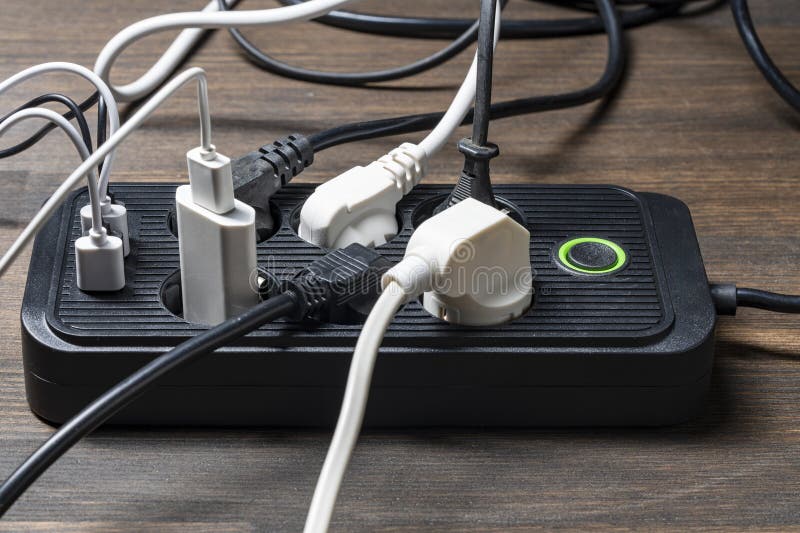 AC Outlet Multiprise Power Strip with USB Plugs at Home. Electrical ...