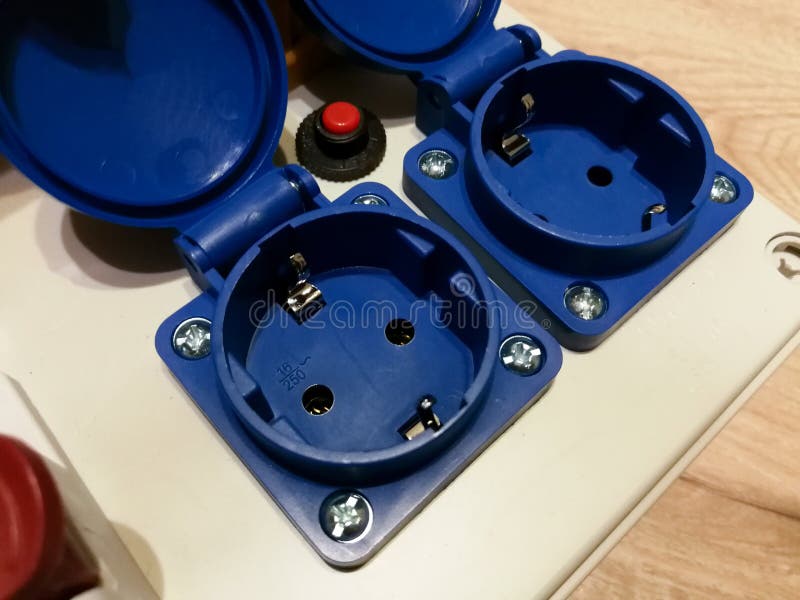 AC Power Outlets with Protection Covers Stock Image - Image of ...