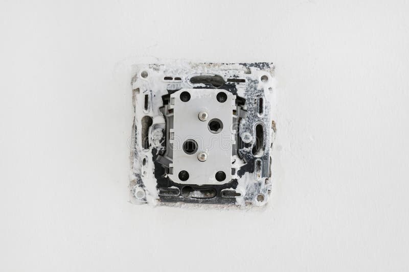 AC Power Plug during the Instalation on the Wall Stock Image - Image of ...